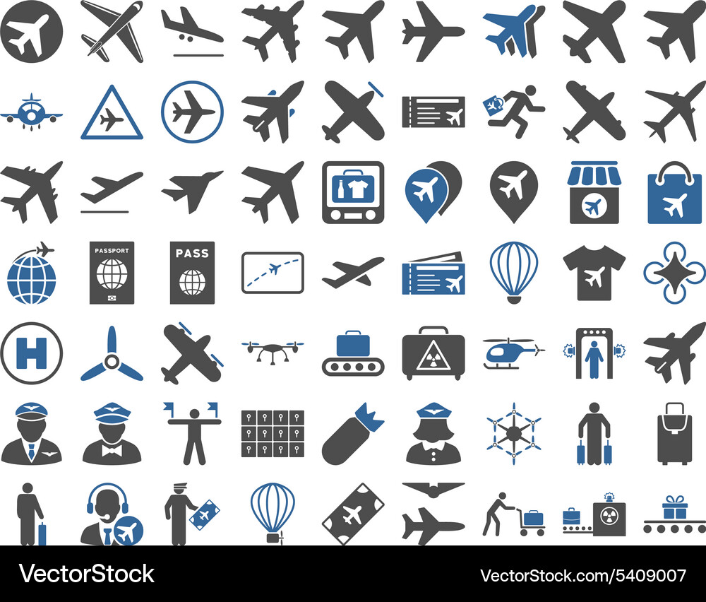 Aviation Icon Collection Royalty Free Vector Image