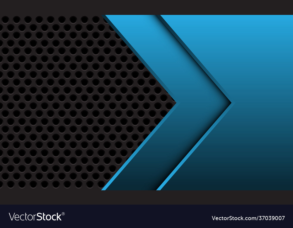 Blue Metallic Arrow On Dark Grey Circle Mesh Vector Image 
