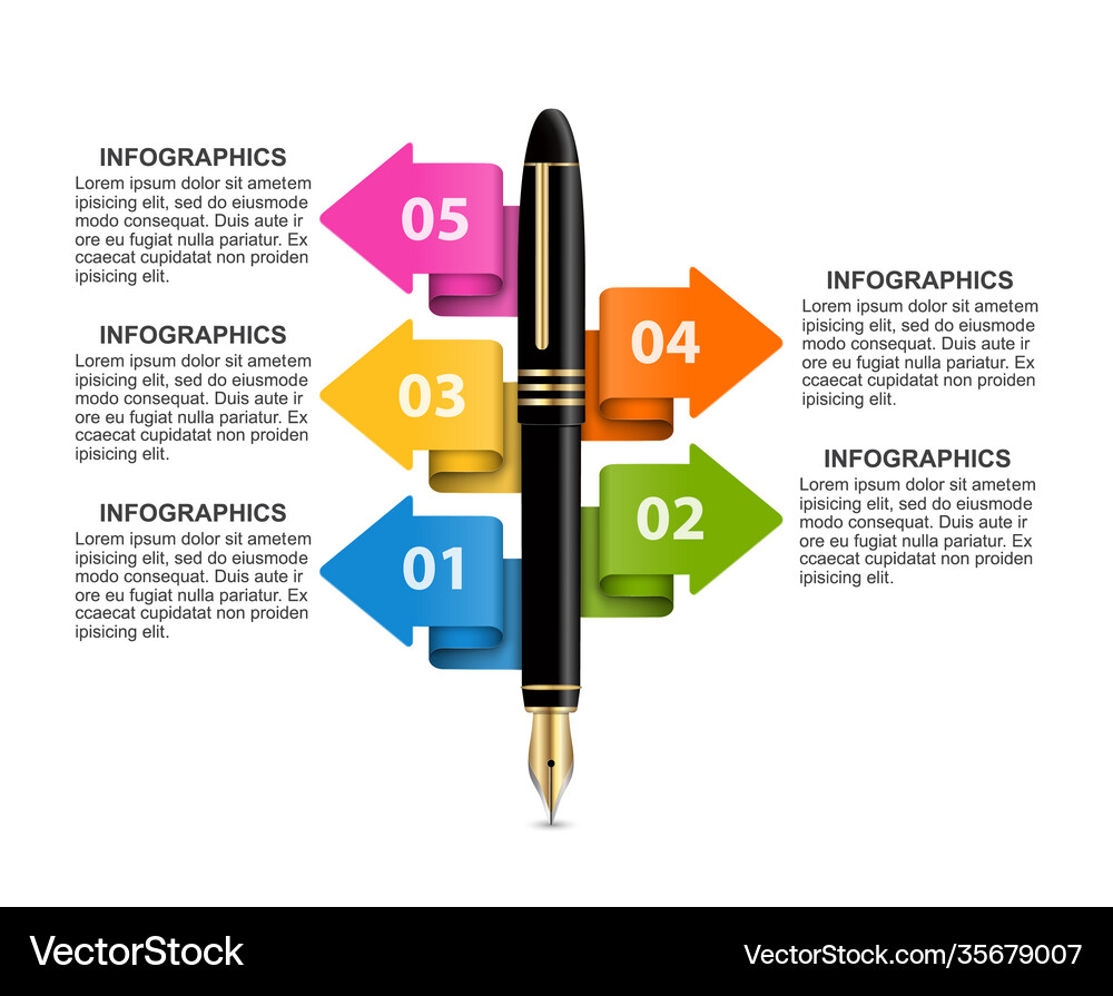 Business infographics template ink pen Royalty Free Vector