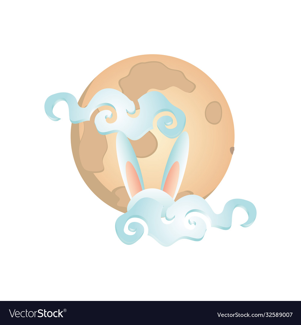 Chinese moon with clouds mid autumn festival Vector Image