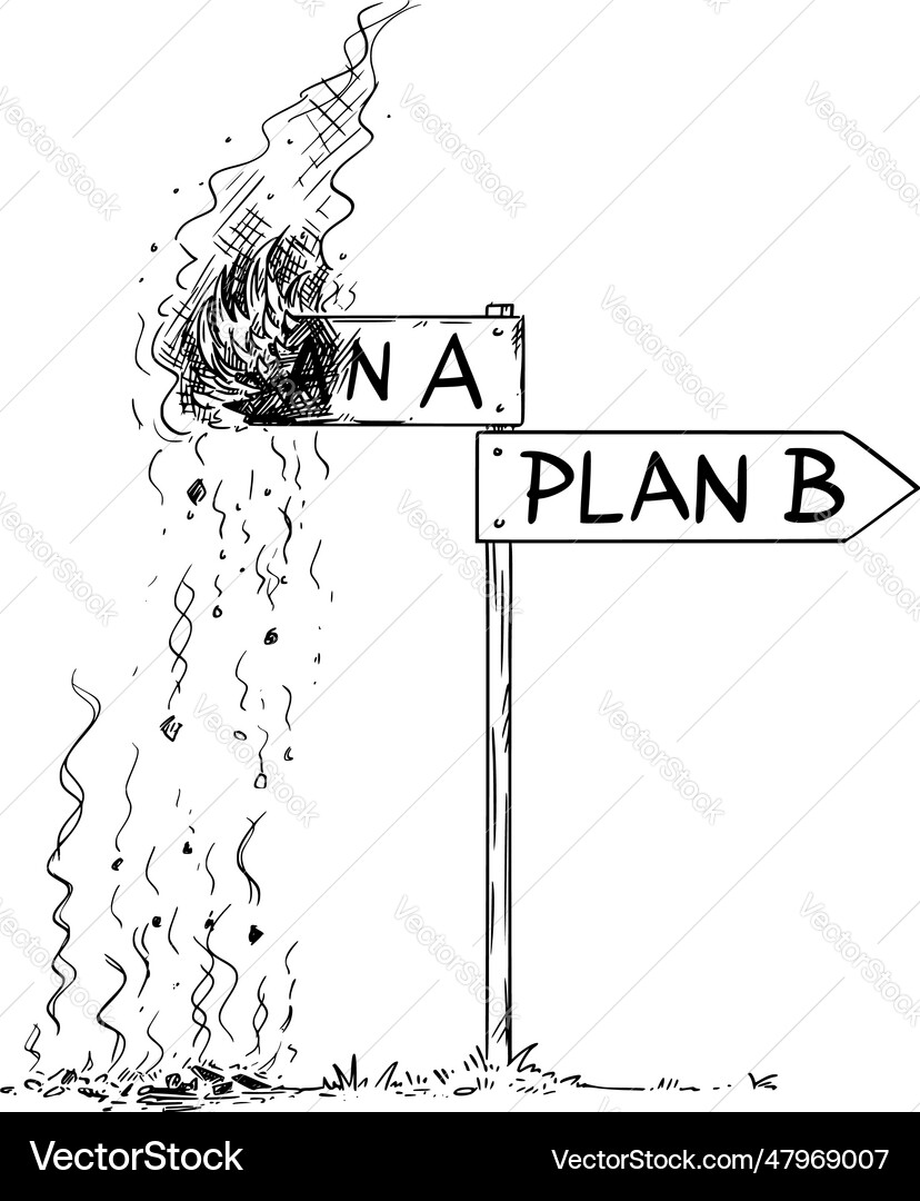 Crossroad with road sign plan a failed cartoon Vector Image