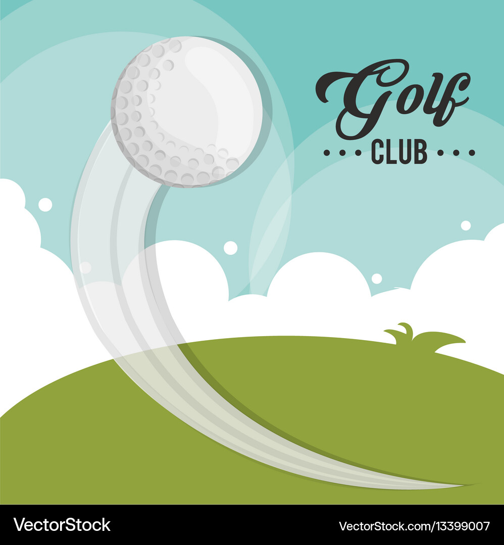 Golf club ball flying field Royalty Free Vector Image