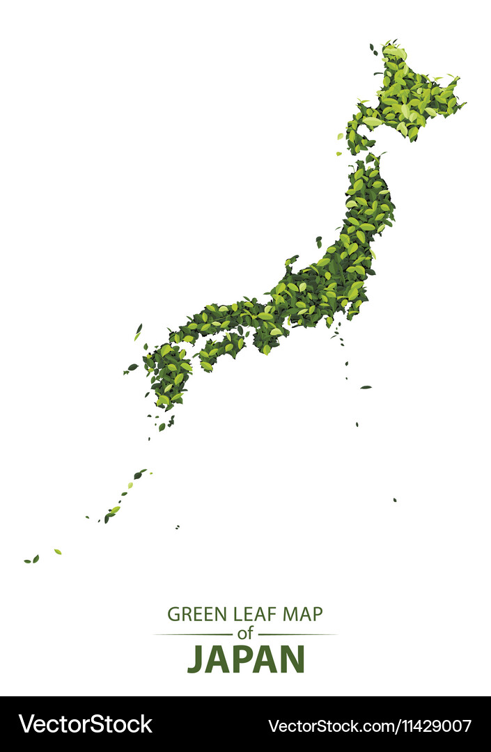 Green leaf map of japan Royalty Free Vector Image