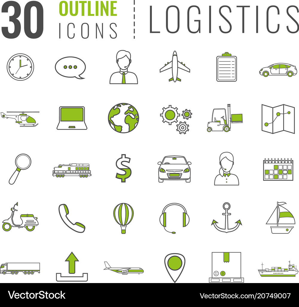 Logistics icons set delivery and transportation Vector Image