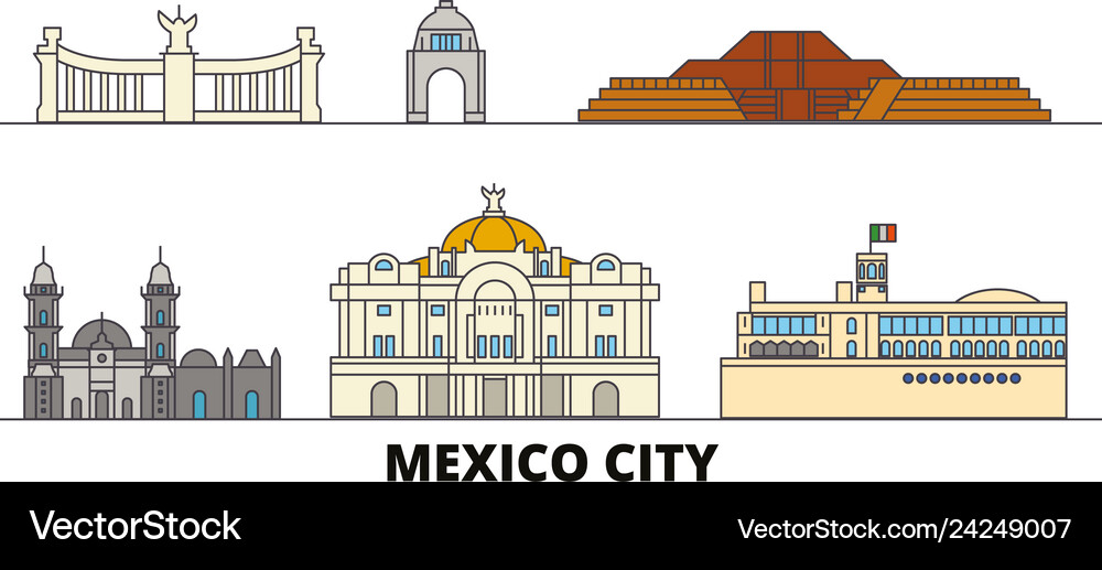 Mexico mexico flat landmarks Royalty Free Vector Image