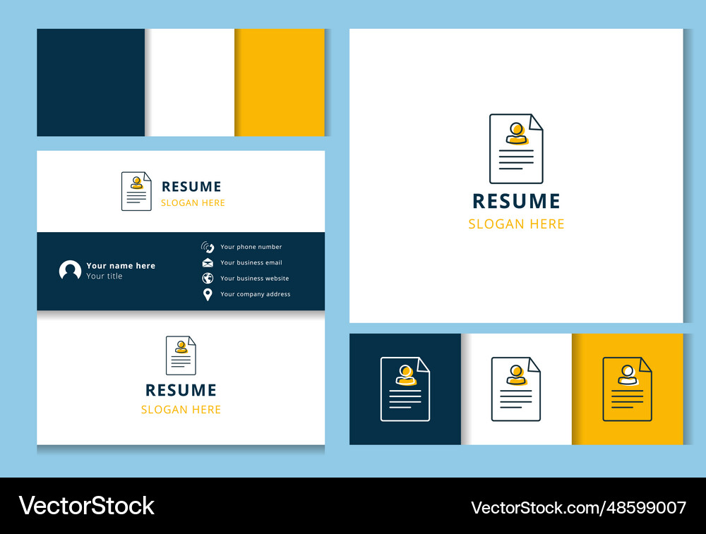 Resume logo design with editable slogan branding Vector Image