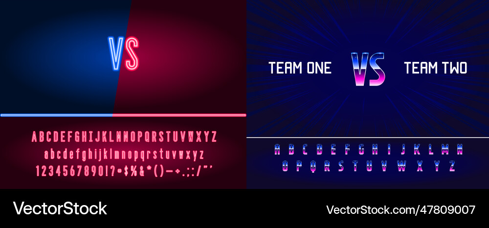 Set of game versus screen with alphabet type Vector Image