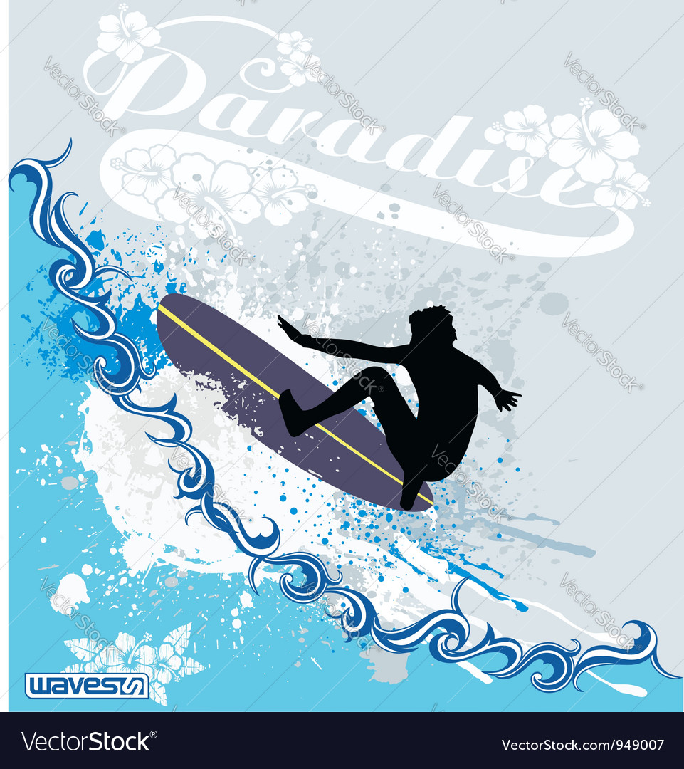 Surfing waves Royalty Free Vector Image - VectorStock