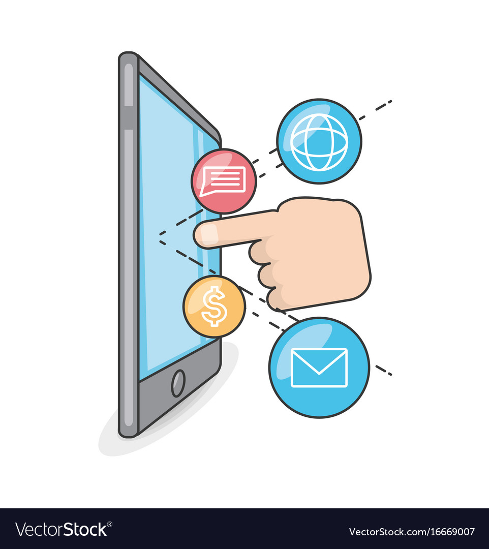 Technology smartphone with touch screen apps Vector Image