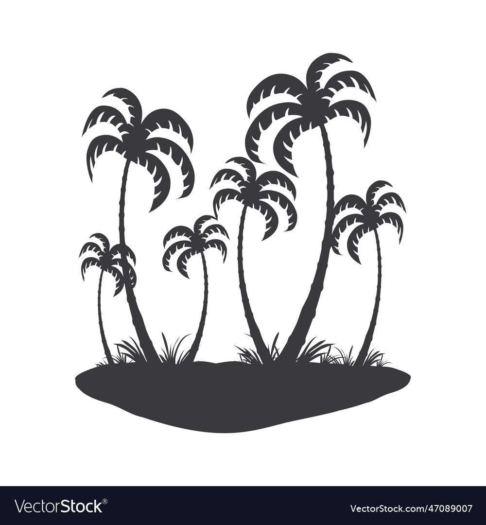 Tropical palm trees on the island isolated Vector Image