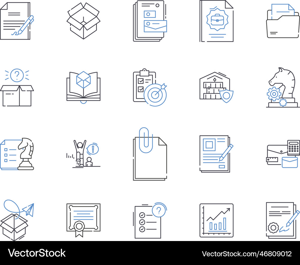 Company files line icons collection Royalty Free Vector