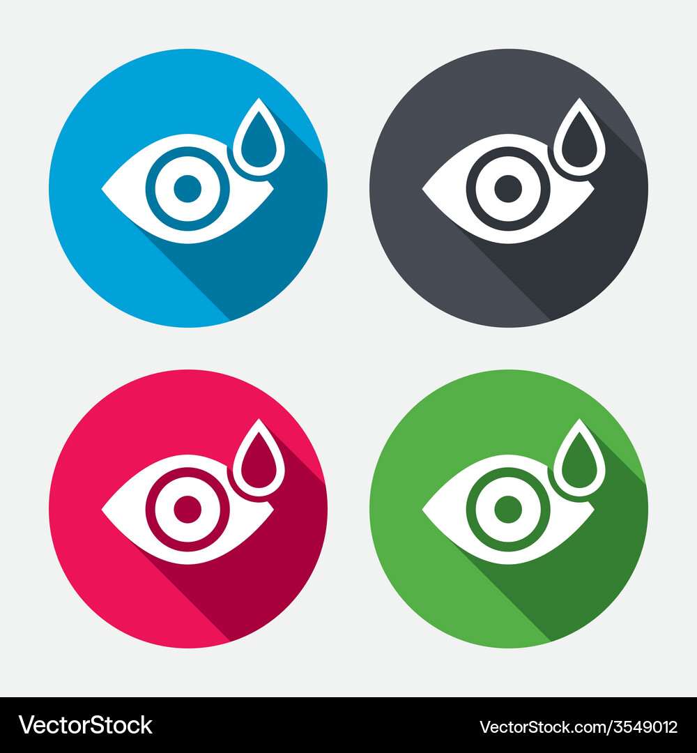 Eye with water drop sign Drip into the eyes Vector Image