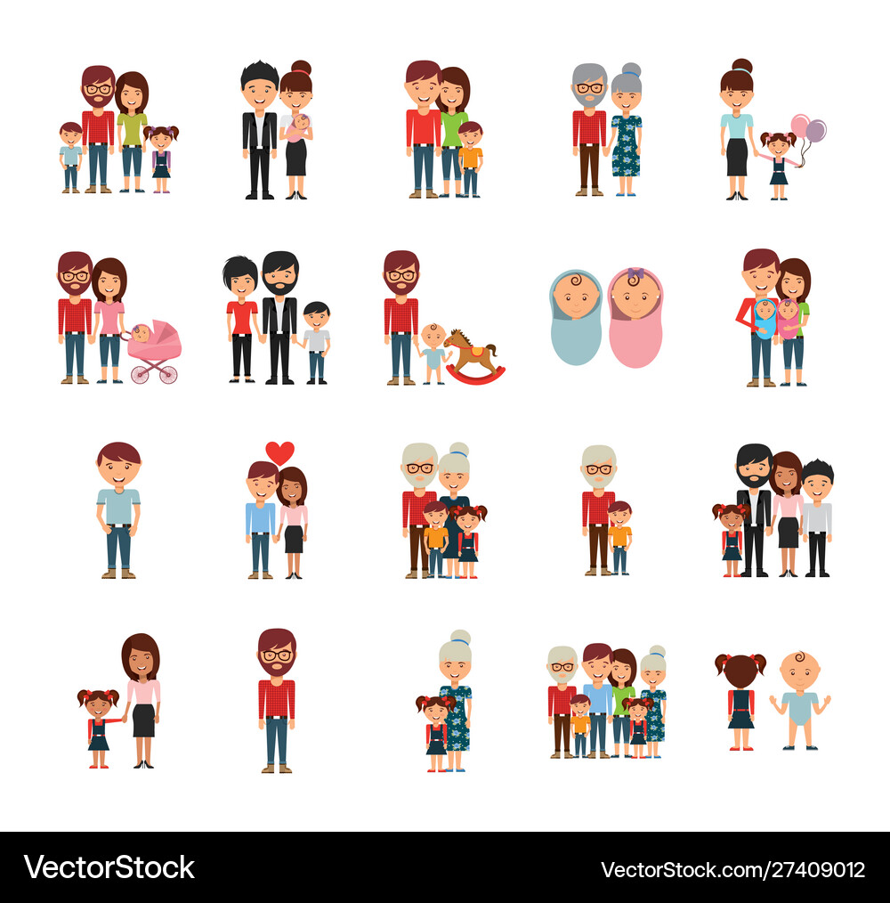 Family members icon set design Royalty Free Vector Image