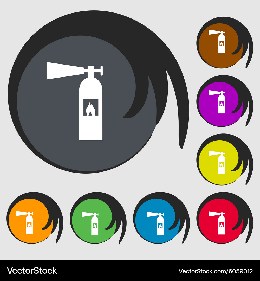 Fire extinguisher icon sign symbols on eight Vector Image