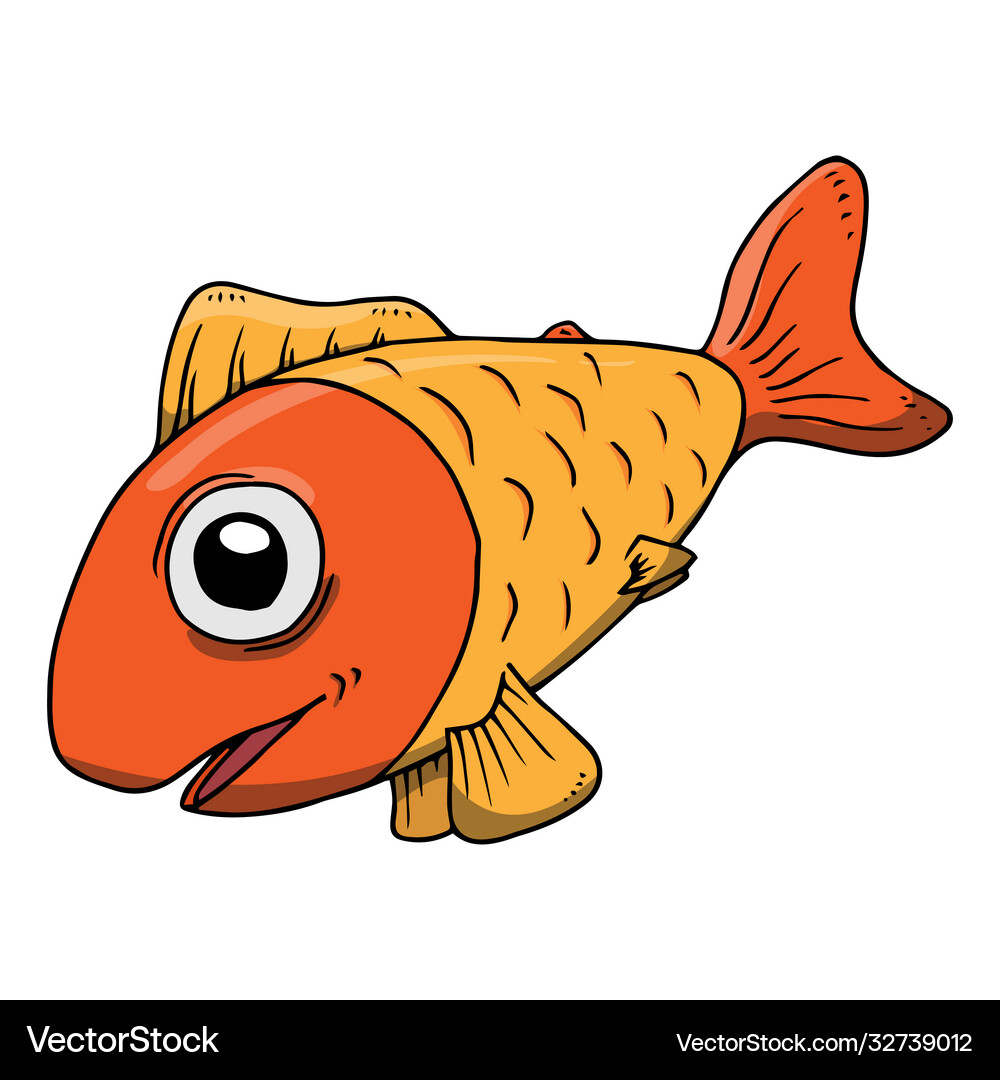 Fish icon cartoon hand drawn funny Royalty Free Vector Image