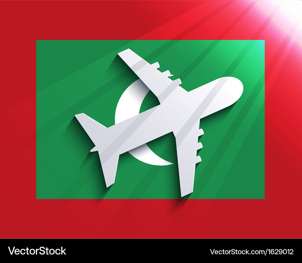 Flag with airplane travel background eps 10 Vector Image