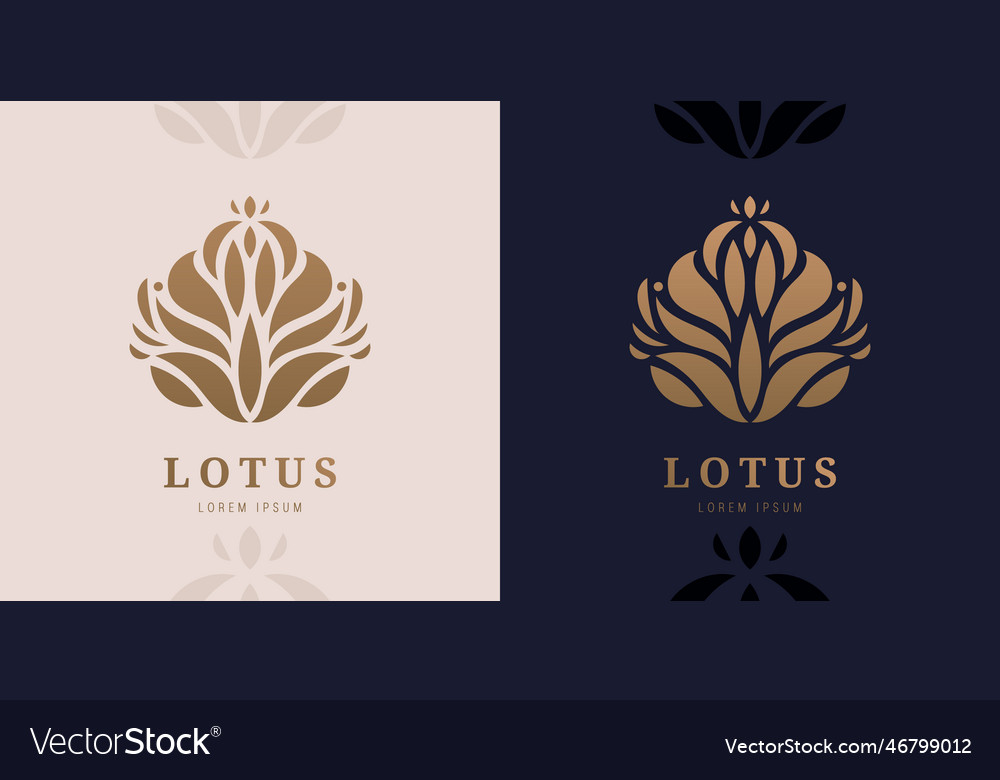 Golden calm relax lotus logo abstract Royalty Free Vector