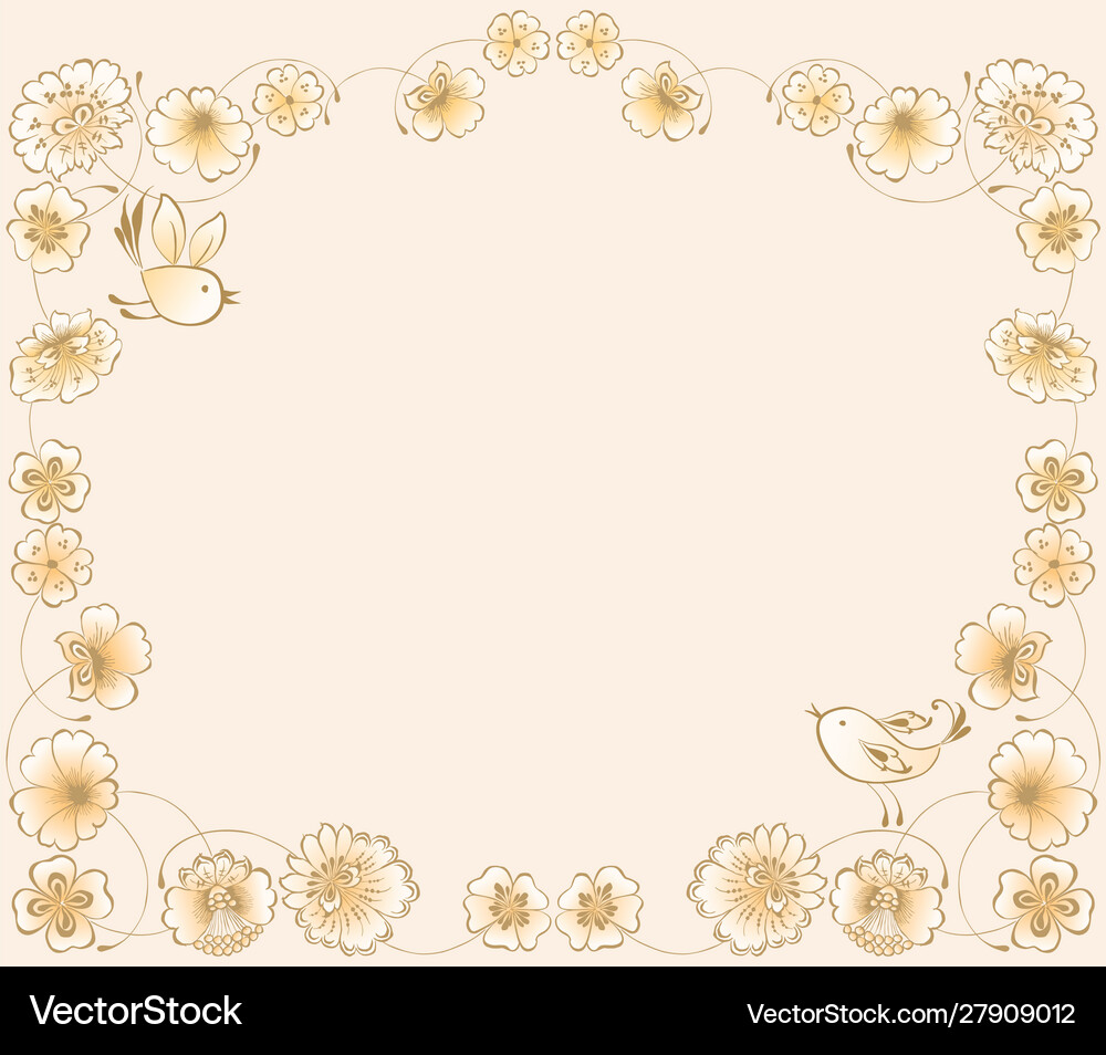 Greeting card with decorative floral frame and Vector Image