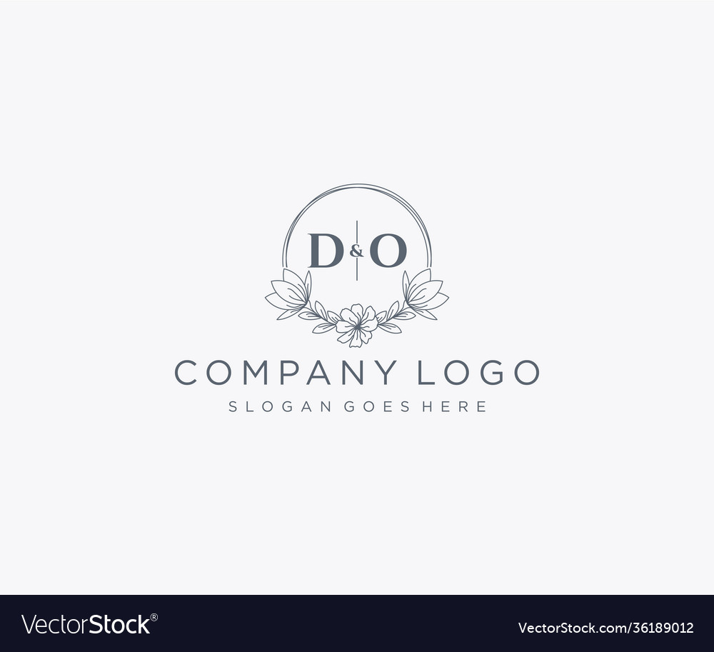 Initial do letters floral frames unique Royalty Free Vector