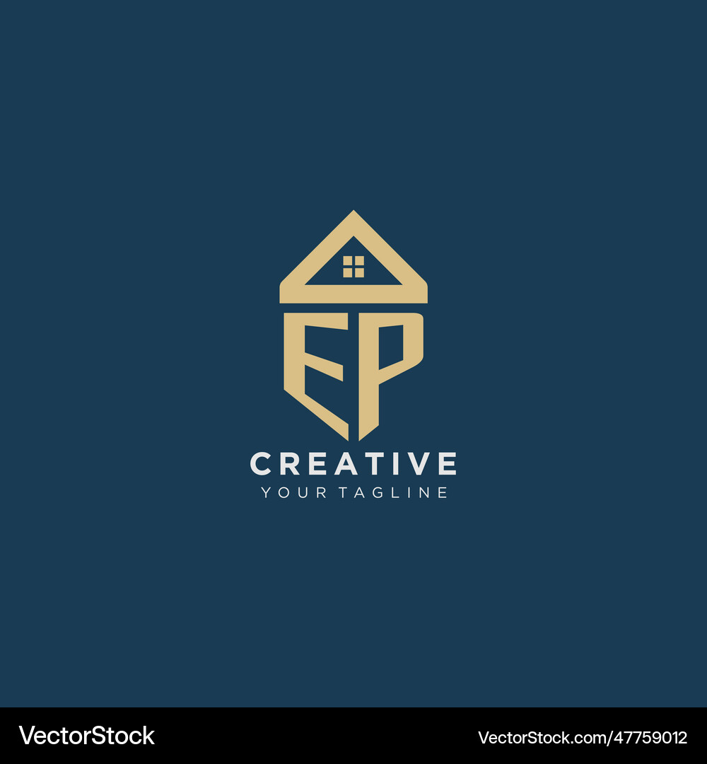 Initial letter ep with simple house roof creative Vector Image