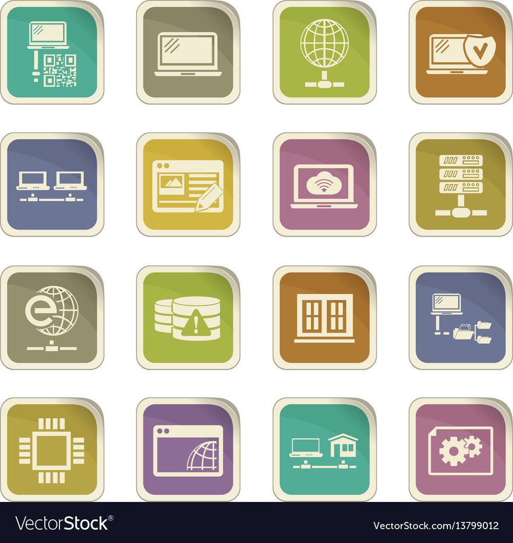 Internet server network icons set Royalty Free Vector Image