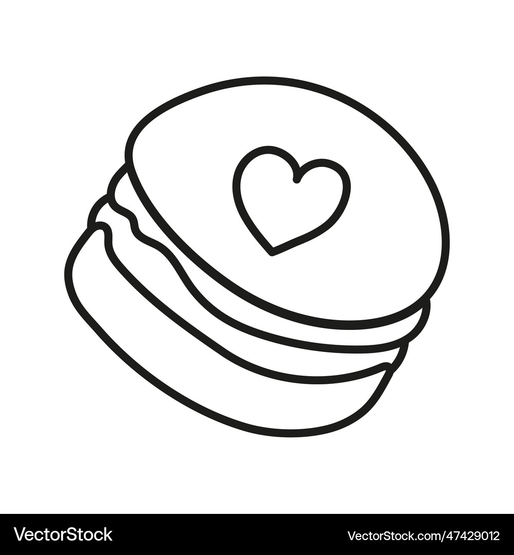 Isolated doodle macaroons black and white outline Vector Image