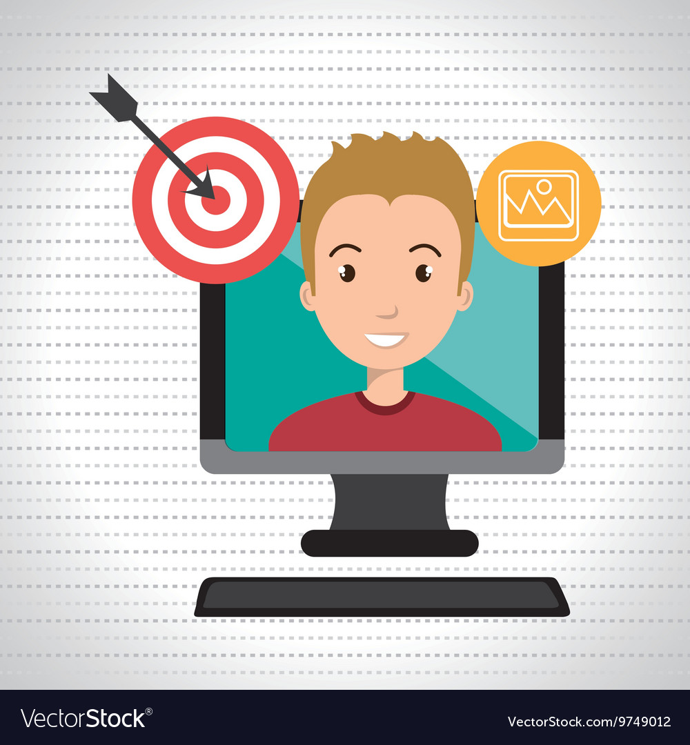Man with computer isolated icon design Royalty Free Vector