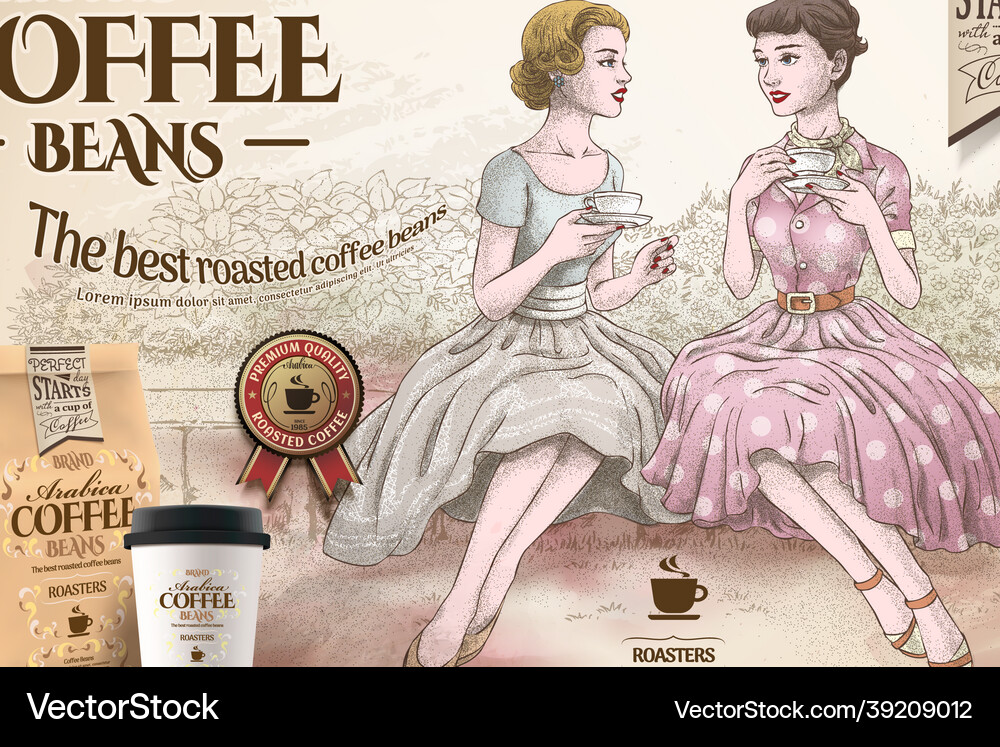 Retro coffee beans ads Royalty Free Vector Image