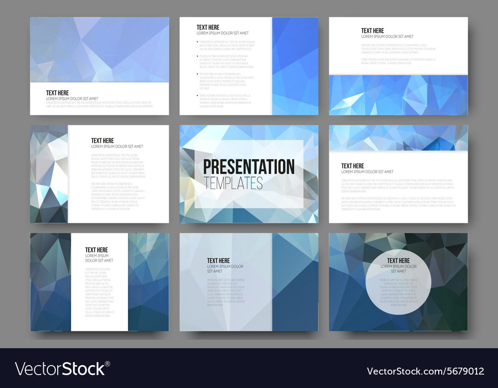 Set of 9 templates for presentation slides Vector Image