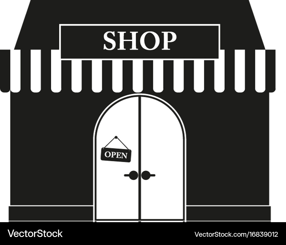 Shop sign black icon on Royalty Free Vector Image