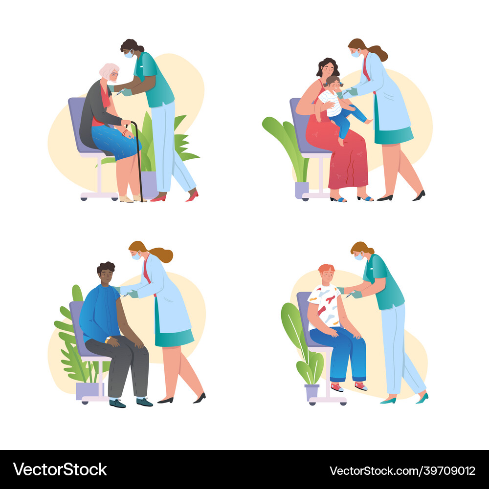 Vaccinating people set Royalty Free Vector Image
