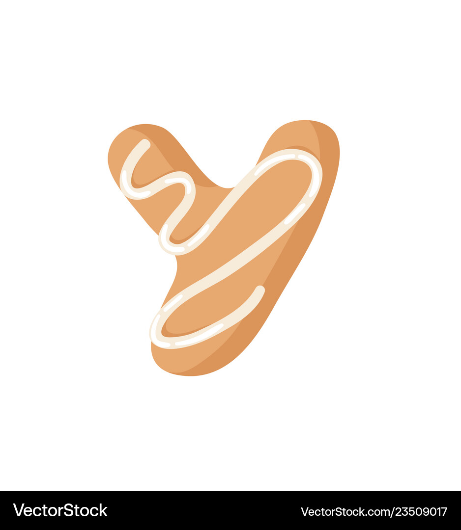 Cartoon ginger bread cookie letter y hand drawn Vector Image