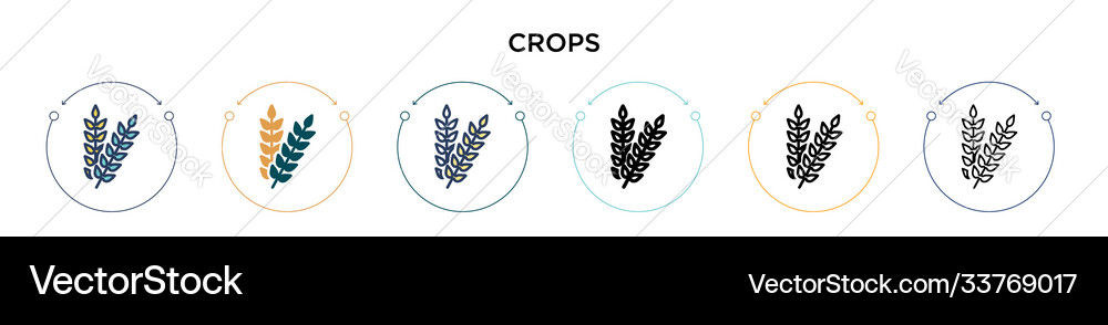 Crops icon in filled thin line outline and stroke Vector Image