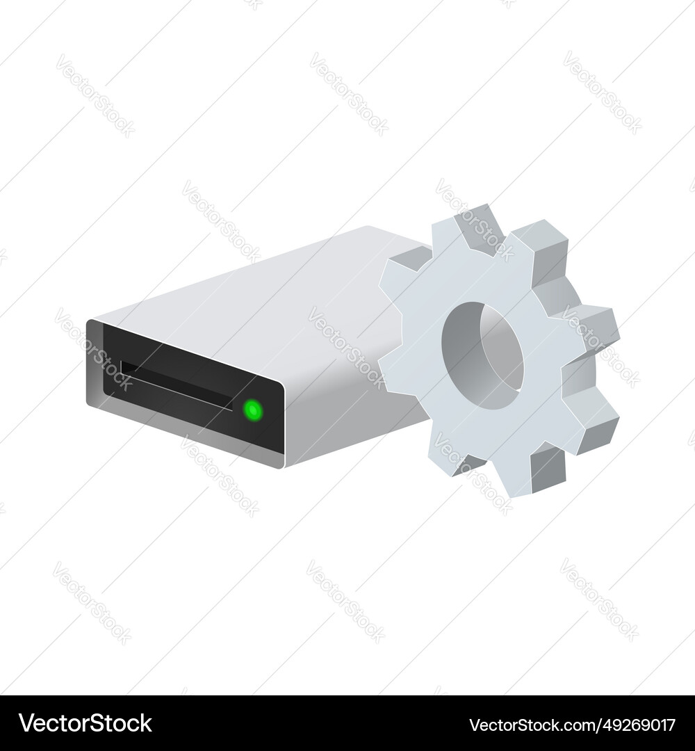 Disk drive for personal computer with gear icon Vector Image