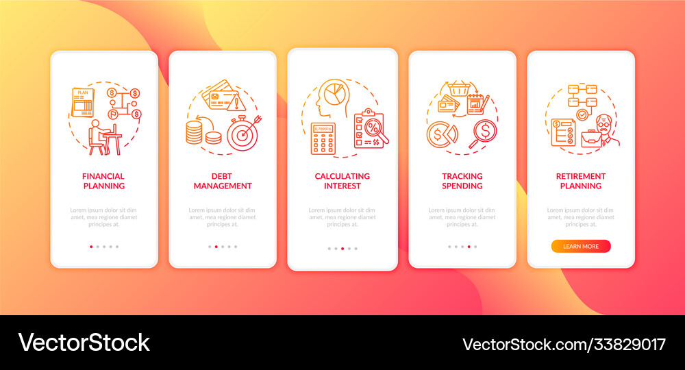 Financial literacy objectives onboarding mobile Vector Image
