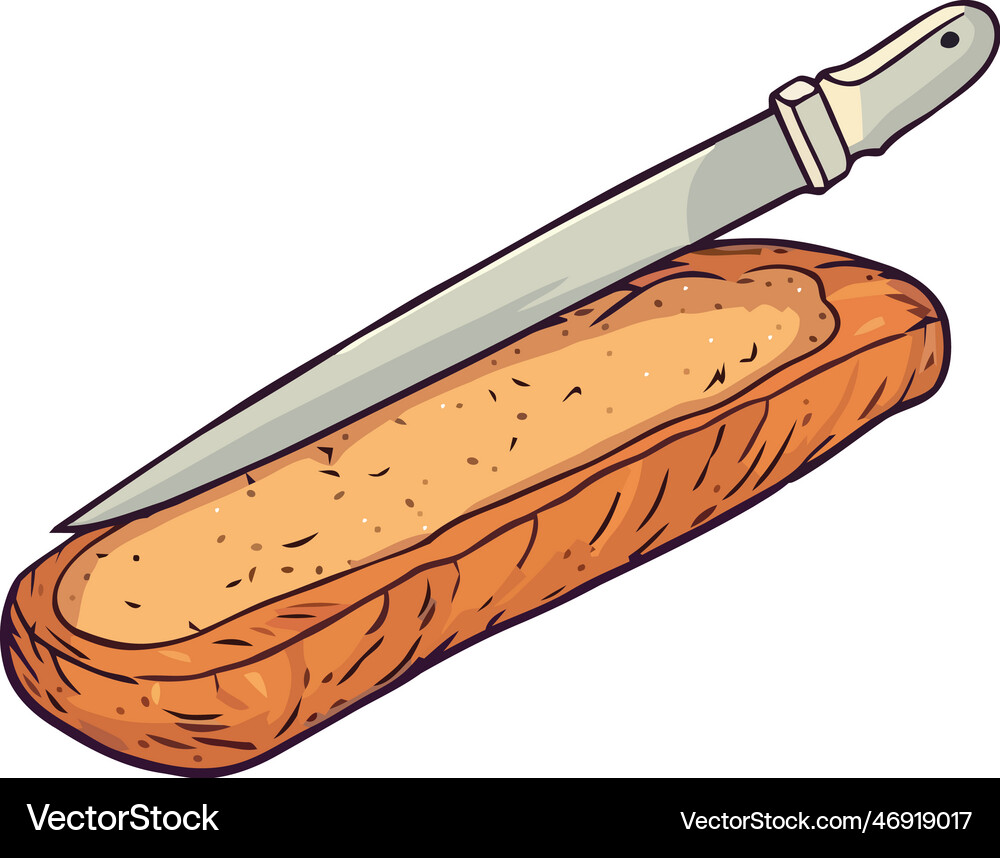 Fresh and gourmet bread with knife Royalty Free Vector Image