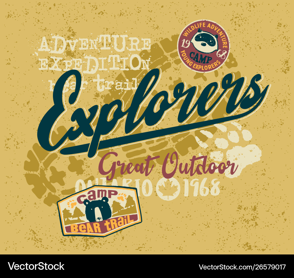 Great outdoor adventure expedition explorers team Vector Image