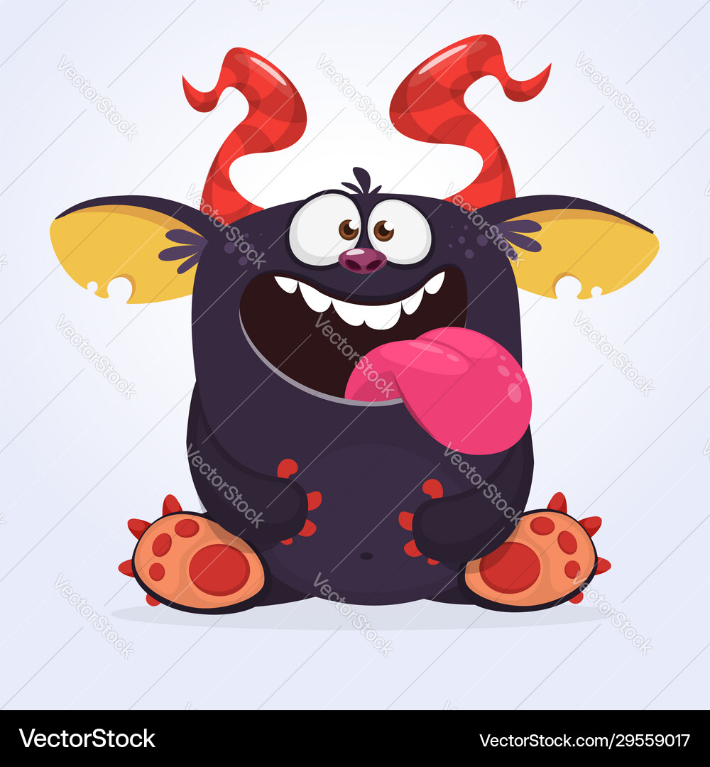 Happy cartoon monster funny Royalty Free Vector Image