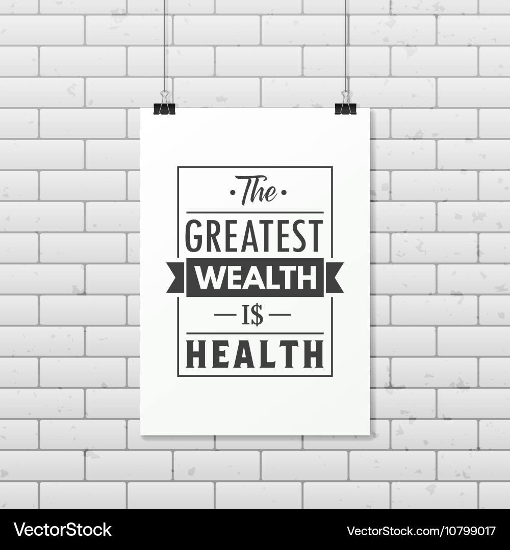 Health quote typographical poster Royalty Free Vector Image