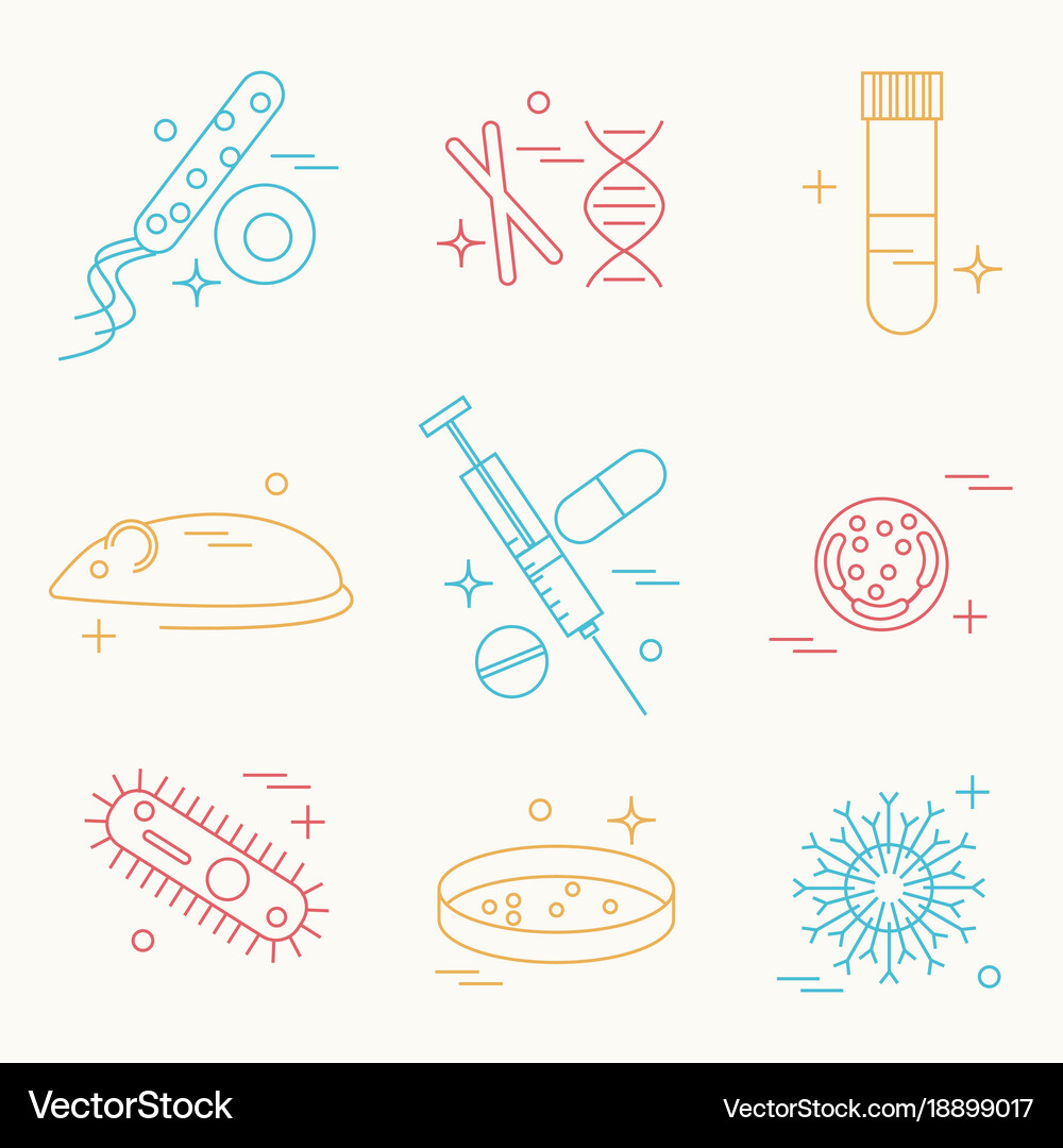 Immunology research icons Royalty Free Vector Image