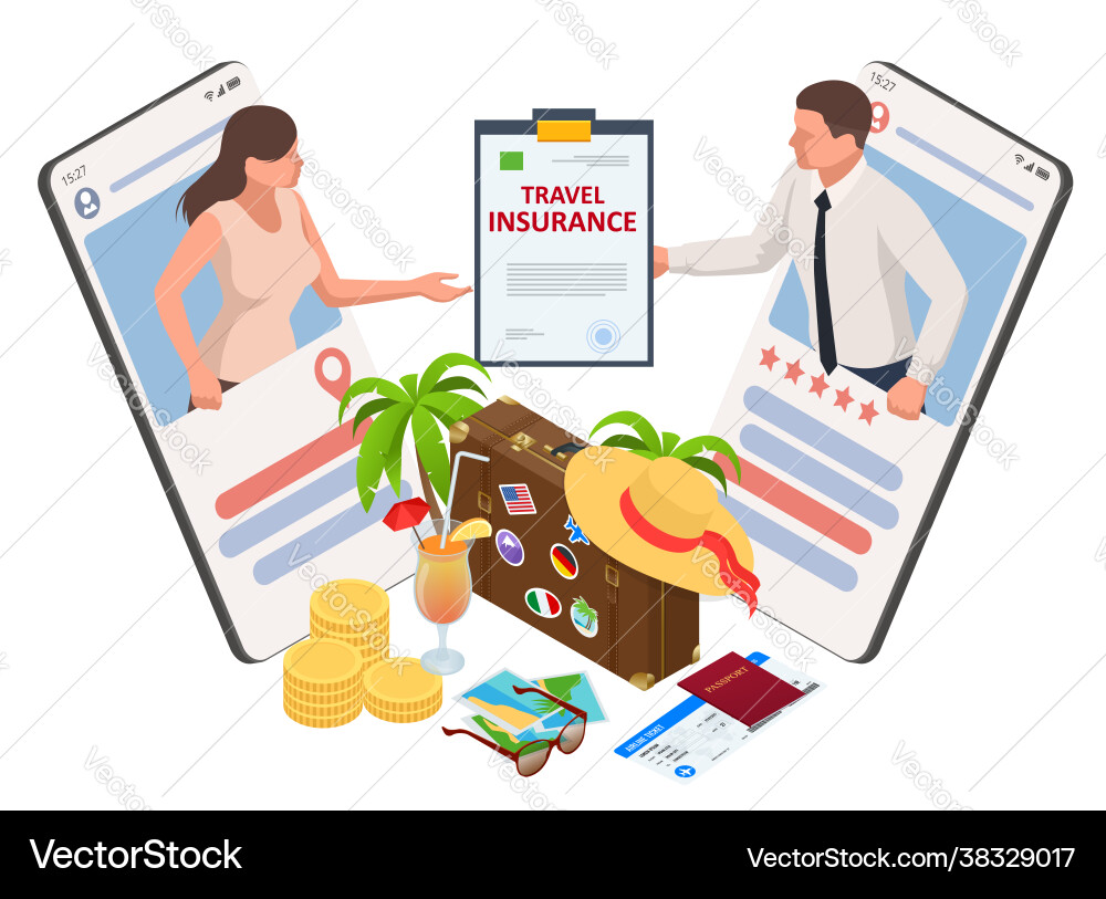 Insurance policy booking travel Royalty Free Vector Image