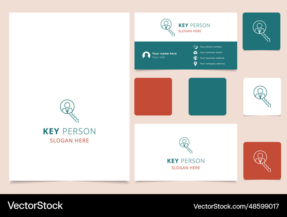Key person logo design with editable slogan Vector Image