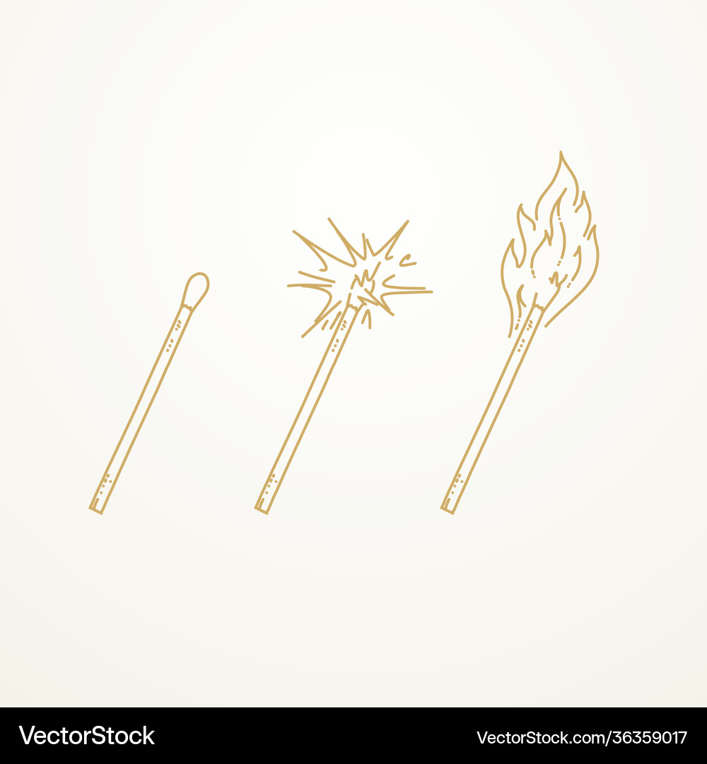 Matches lighted match and burning match sketch Vector Image
