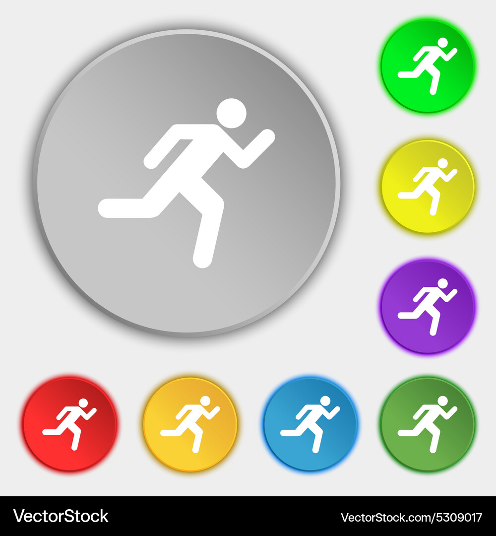 Running man icon sign Symbol on five flat buttons Vector Image