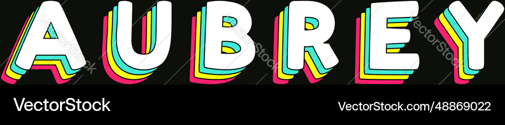 Aubrey- retro rainbow typography faded style Vector Image