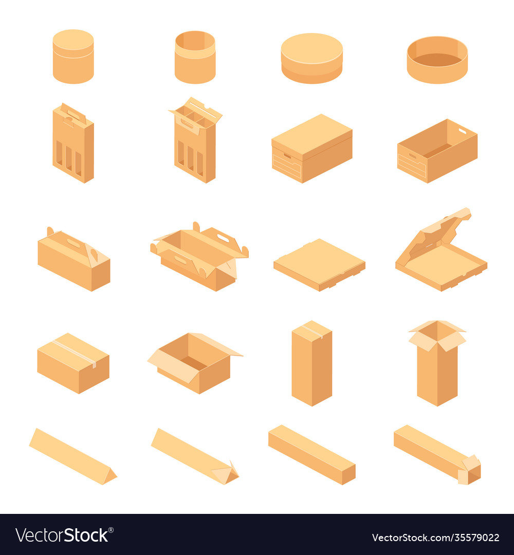 Carton delivery packaging open and closed box Vector Image
