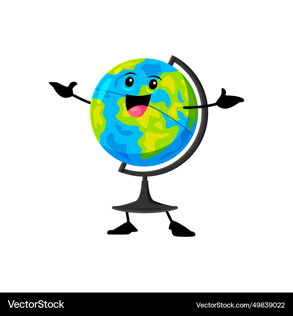 Cartoon cheerful funny school globe character Vector Image