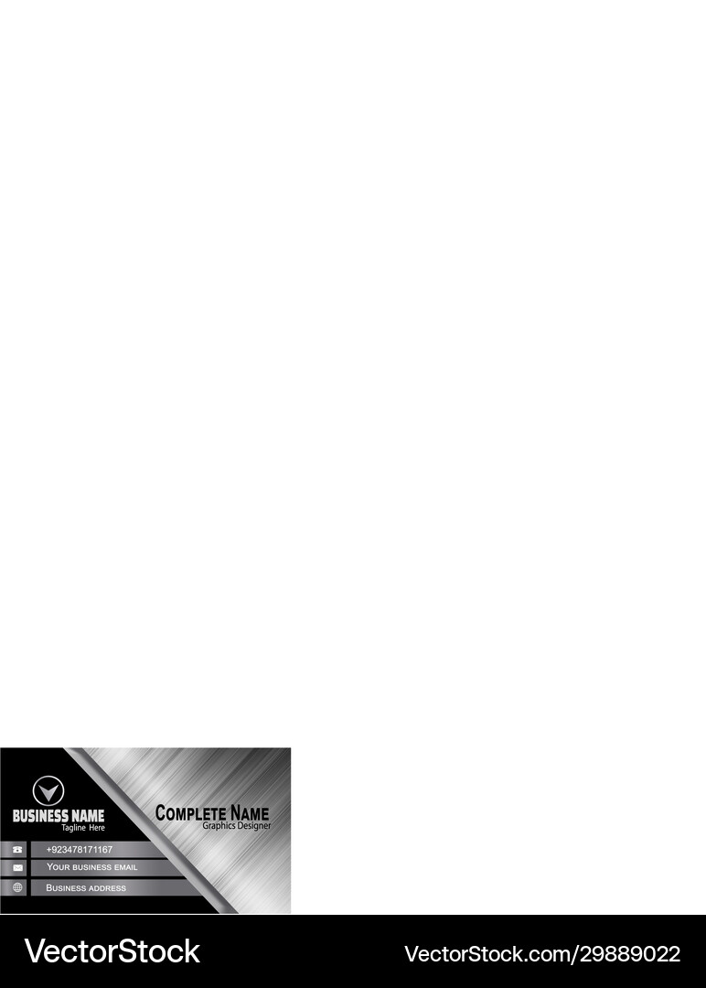 Dark silver color business card image Royalty Free Vector