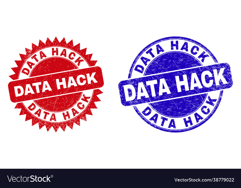 Data hack rounded and rosette seals with corroded Vector Image