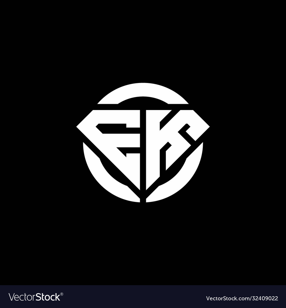 Ek monogram logo with diamond shape and ring Vector Image
